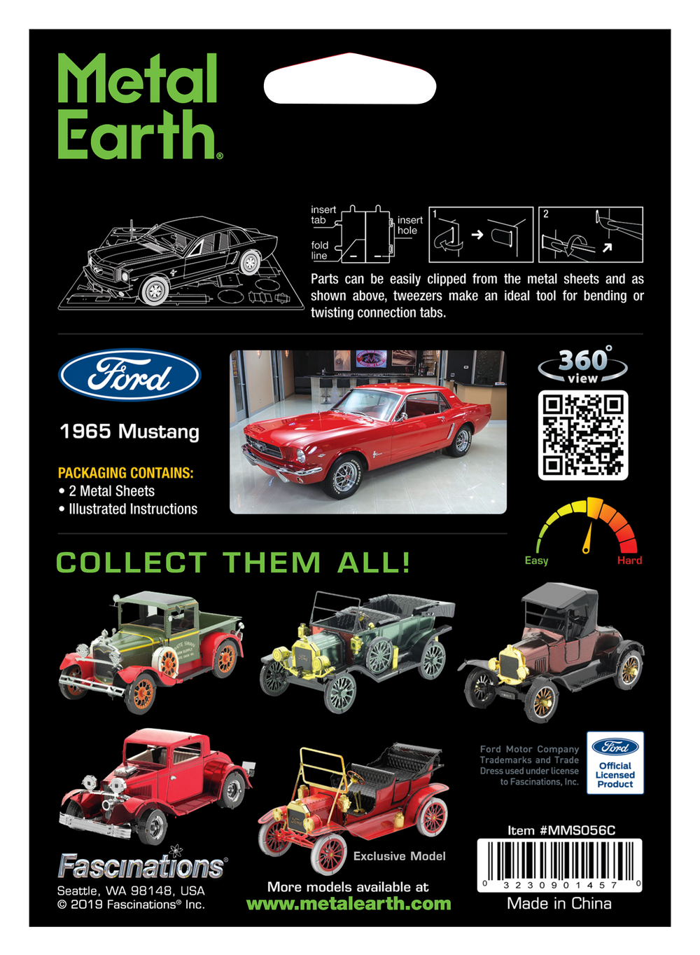 Metal Earth - 1965 Ford Mustang (Red) Model Kit
